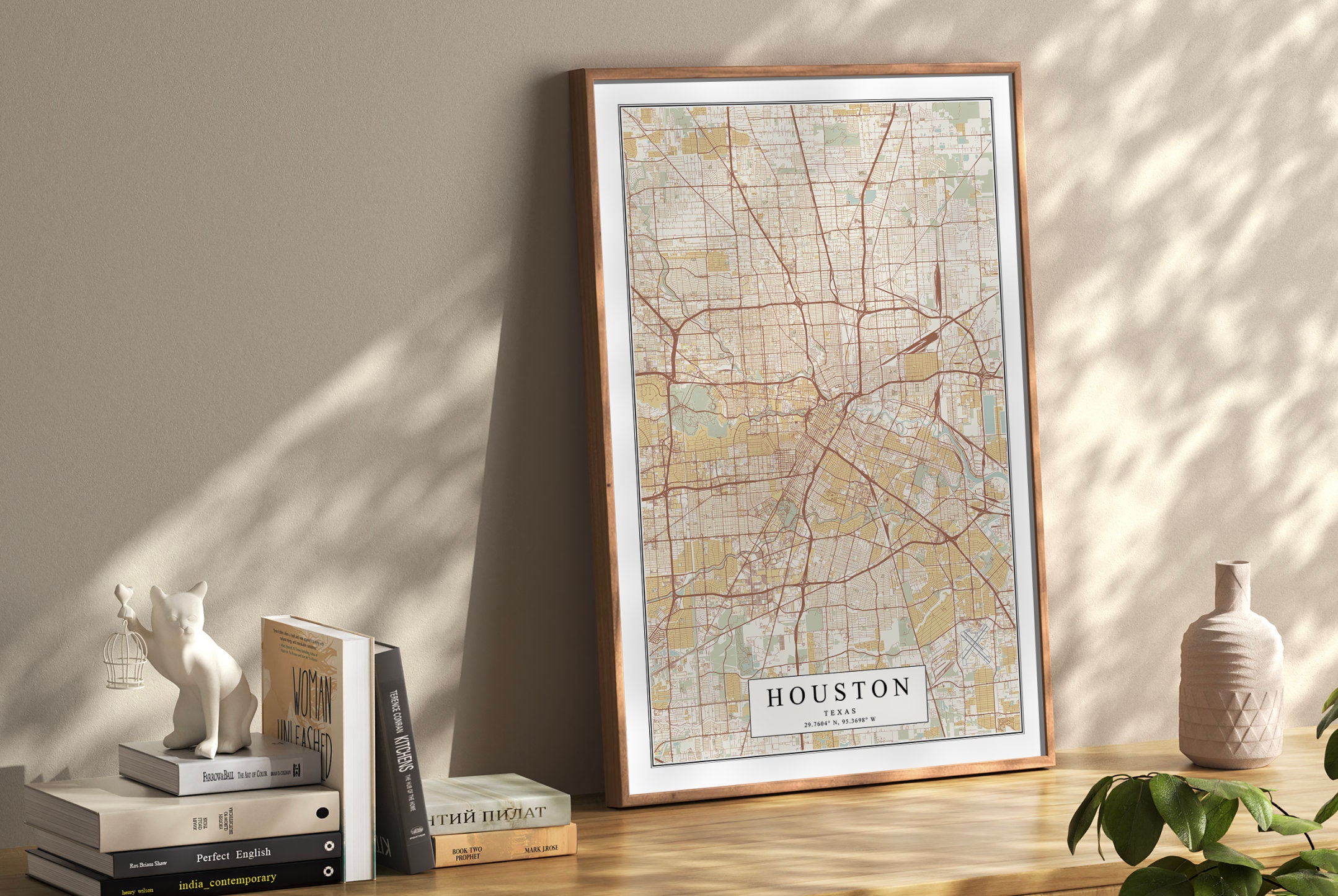Houston Texas Vintage Map Houston Map Print Texas Map Map - Etsy
