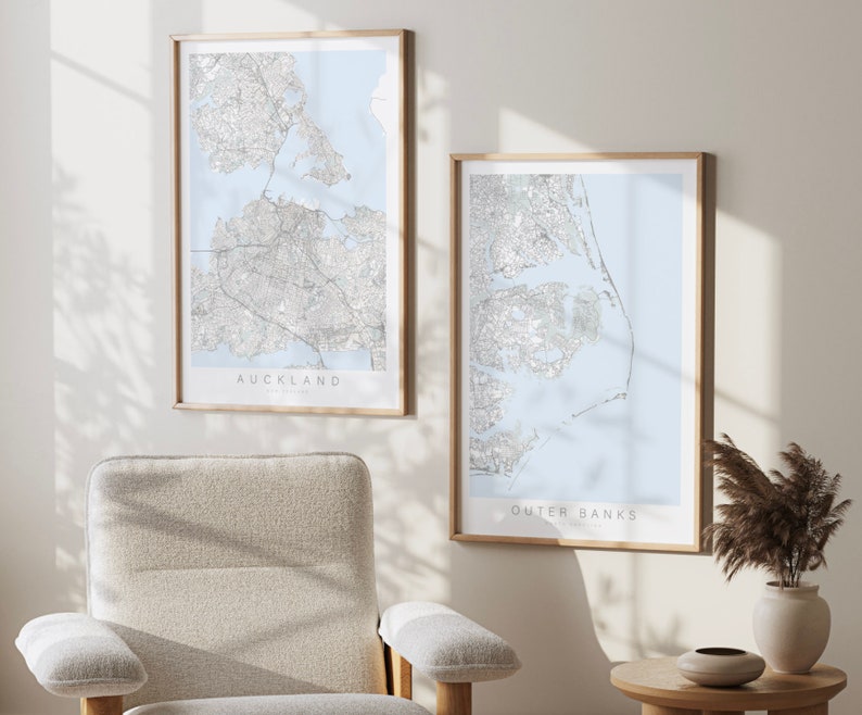 Outer Banks Map Print, North Carolina Map Print, Outer Banks North ...