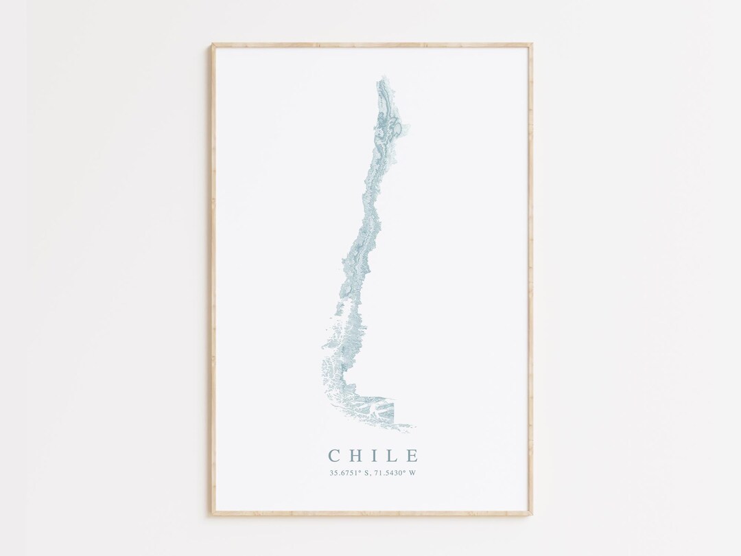 Chile Map Print, Map of Chile, South America Gift, Chile Wall Art ...