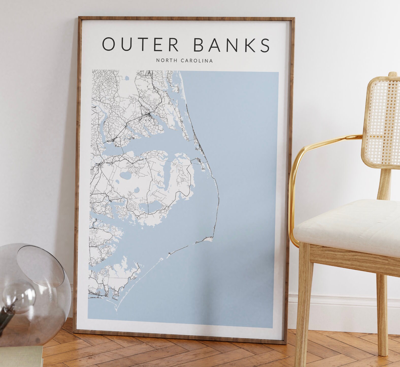 Outer Banks Map Print, North Carolina Map Print, Outer Banks North ...