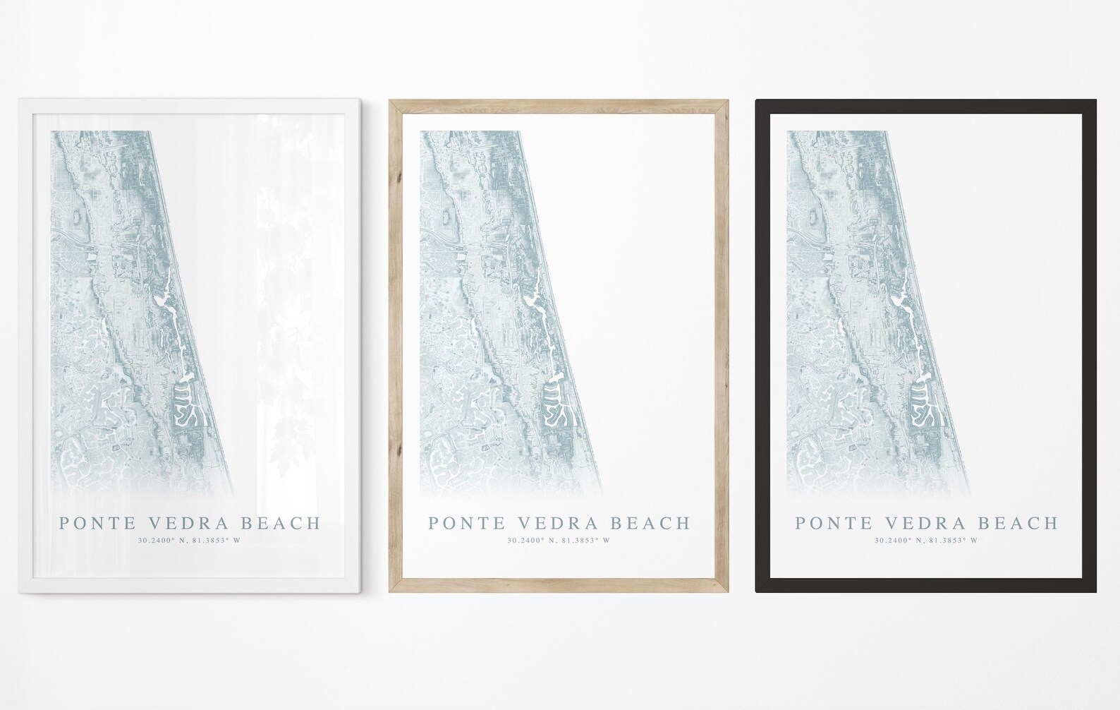 Ponte Vedra Beach Map Print, Map of Ponte Vedra Florida, Florida Beach ...