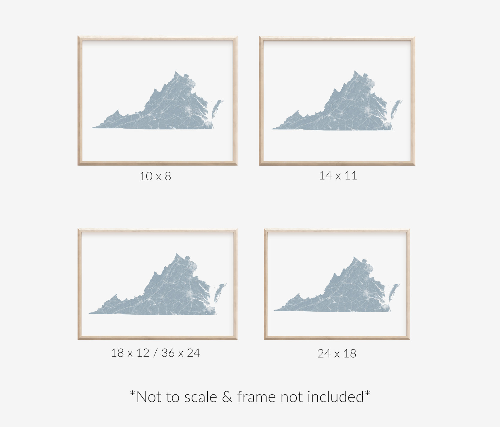 Virginia Map Print, Virginia Poster, Virginia Gift, Virginia Wall Art ...