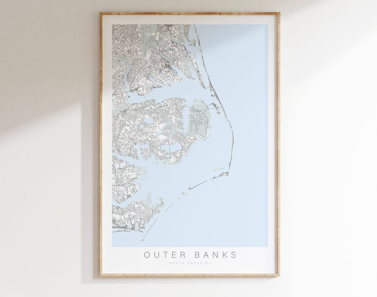 Outer Banks Map Print, North Carolina Map Print, Outer Banks North ...