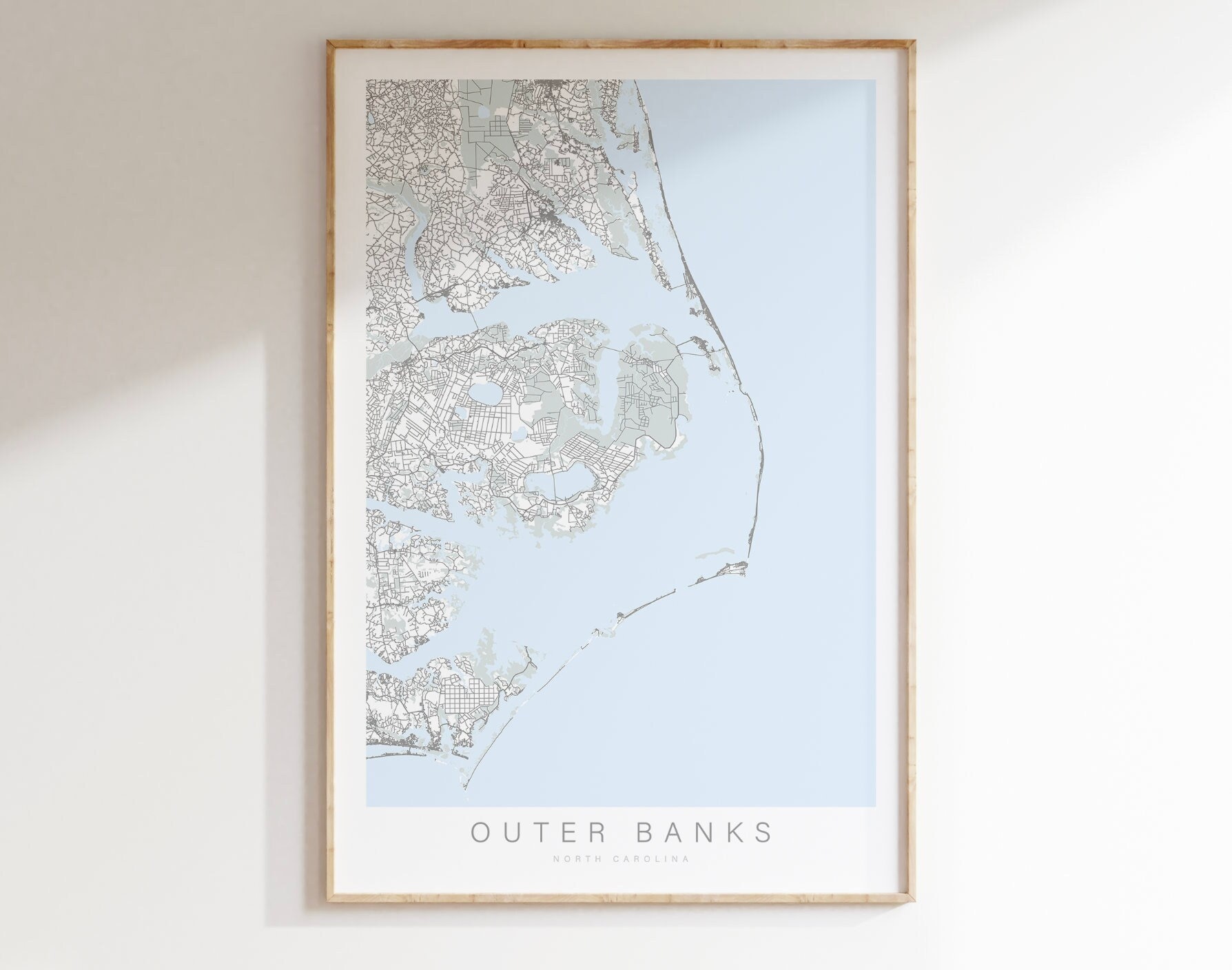 Outer Banks Map Print, North Carolina Map Print, Outer Banks North ...