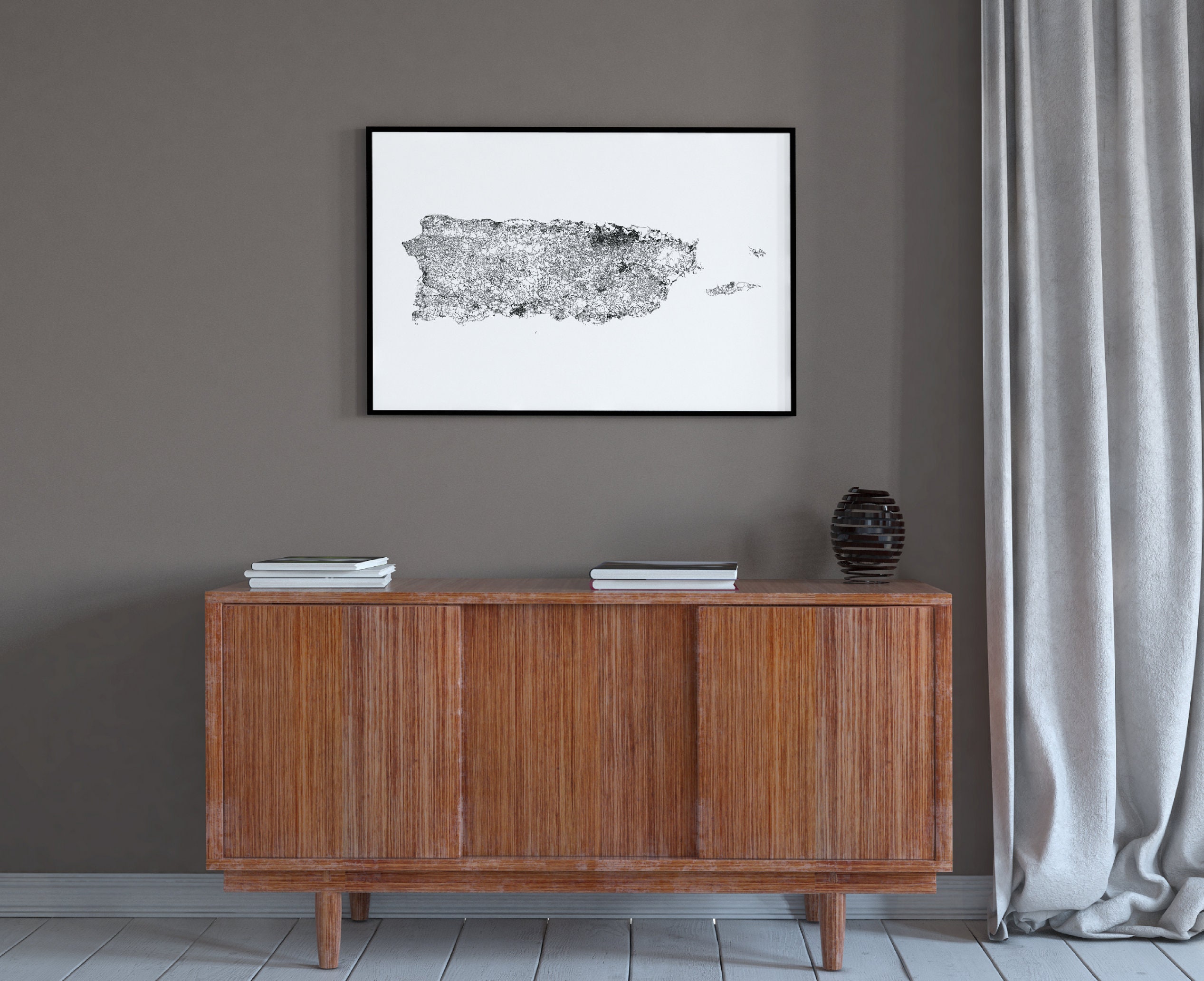 Puerto Rico Map Print Puerto Rico Poster Map Home Decor Puerto Rico ...