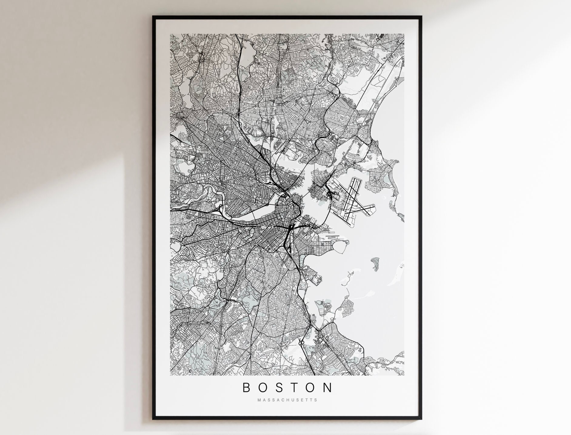Boston Map Print, Boston Poster, Boston Massachusetts Street Map Decor ...