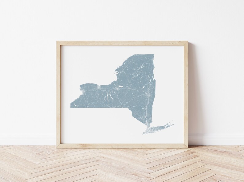 New York Map Print, New York State Poster, New York Gift, New York Wall ...