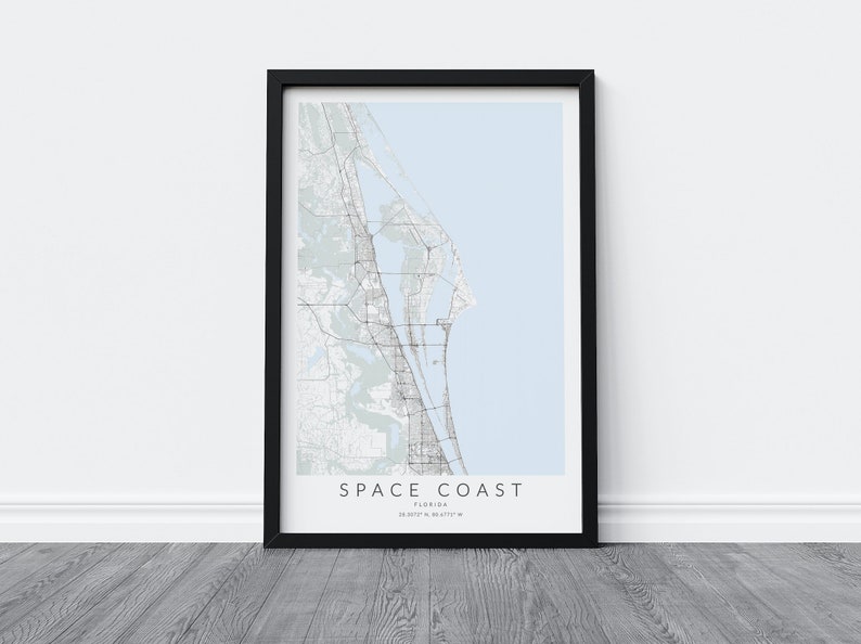 Space Coast Florida Map Print, Map of Space Coast, Cape Canaveral ...