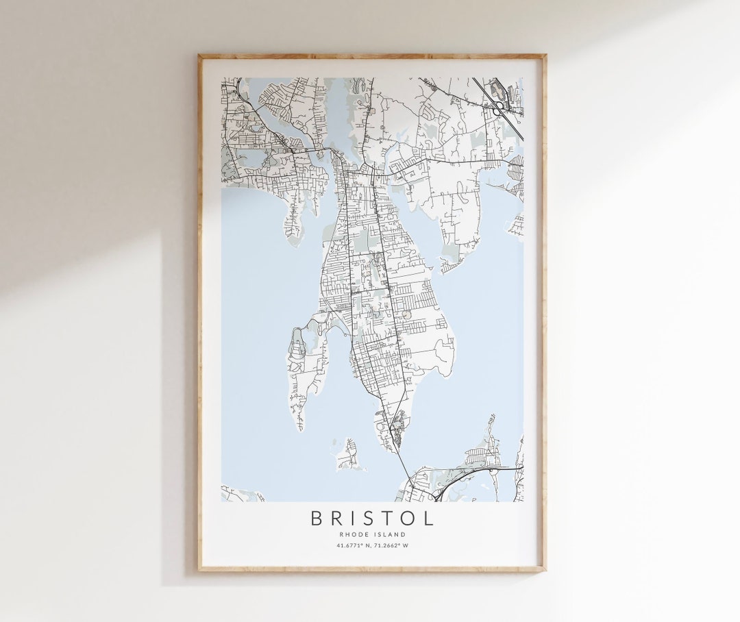 Bristol Rhode Island Map Print, Bristol RI Poster, Rhode Island Gift ...