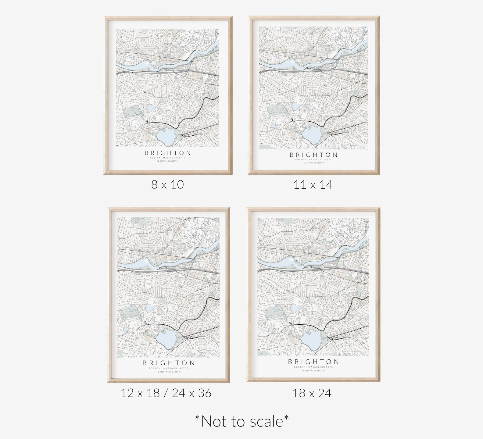 Brighton Massachusetts Map Print, Map of Brighton, Boston Neighborhoods ...