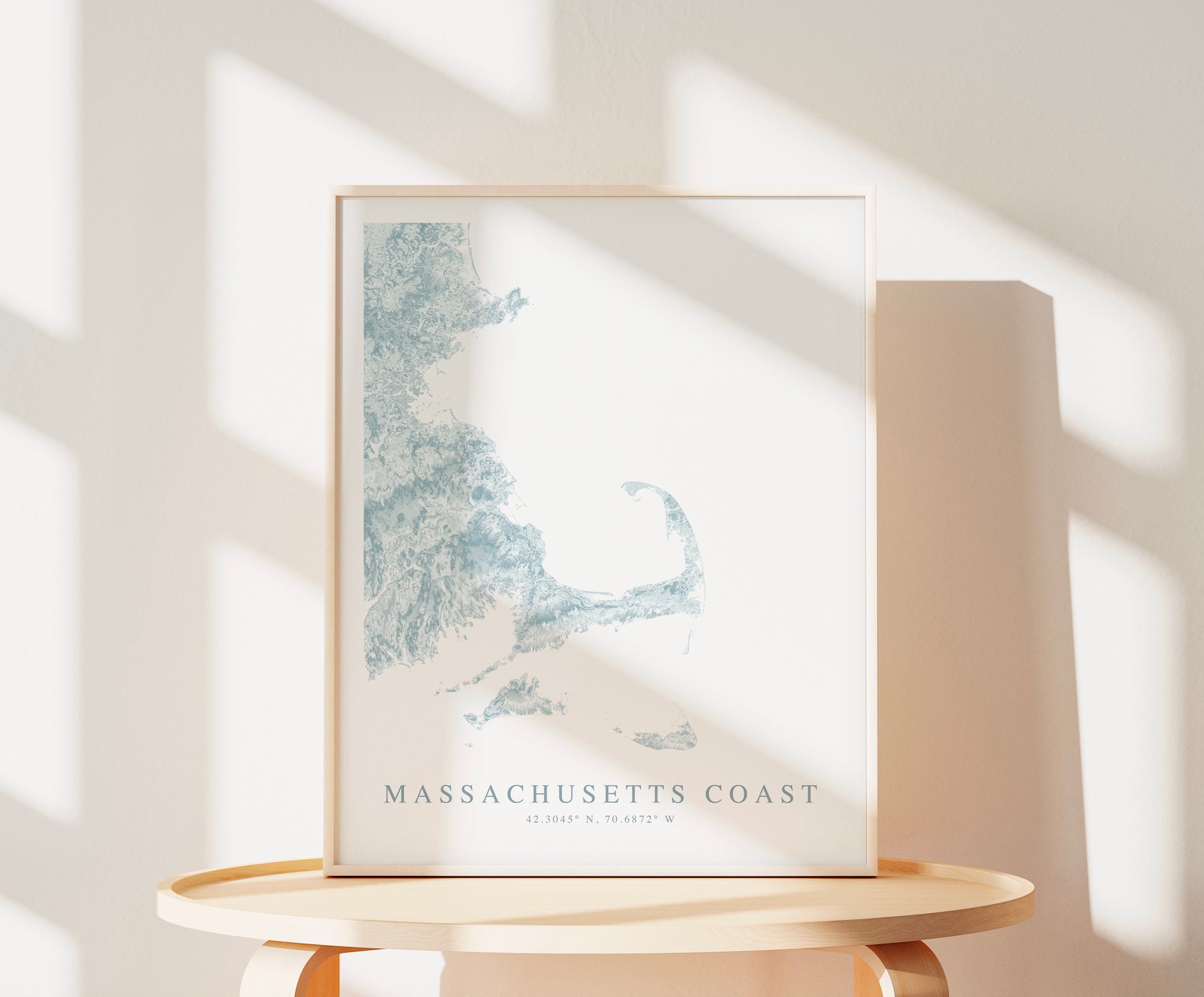 Massachusetts Coast Map Print, Cape Cod Poster, North Shore MA Map ...
