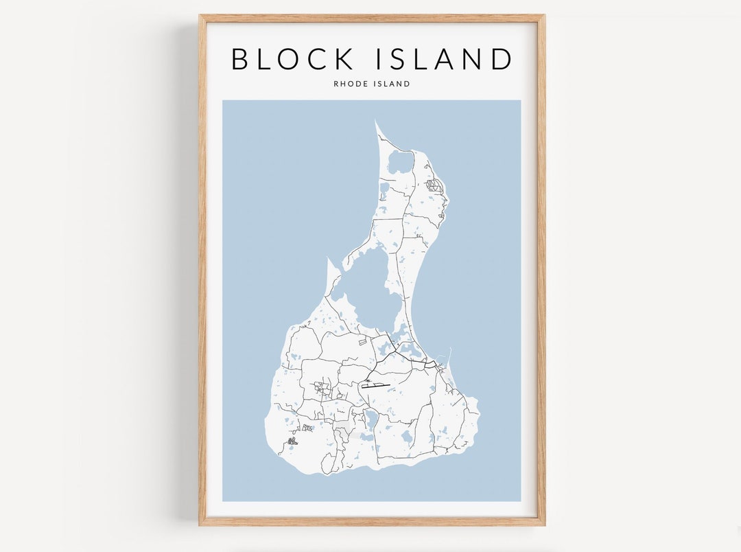 Block Island Map Print, Rhode Island Map Print, Block Island Rhode ...