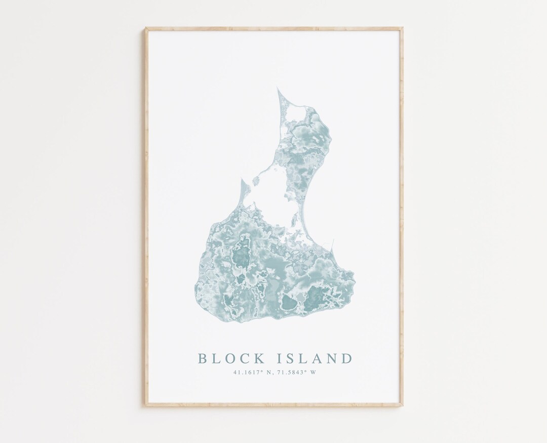 Block Island Map Print, Block Island Rhode Island, Block Island Gift ...