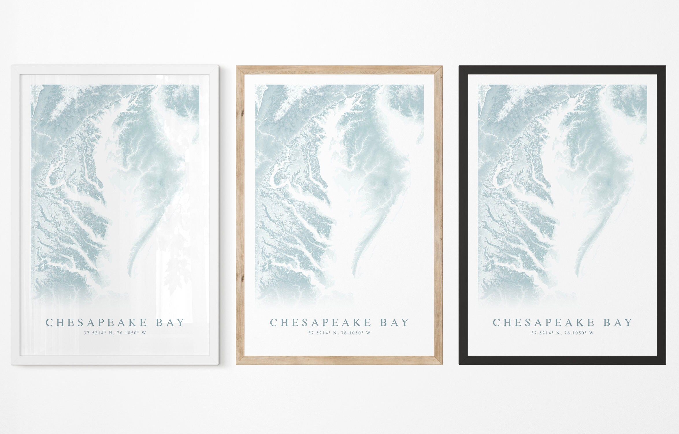 Chesapeake Bay Map Print, Map of Chesapeake Bay, Chesapeake Bay Art ...