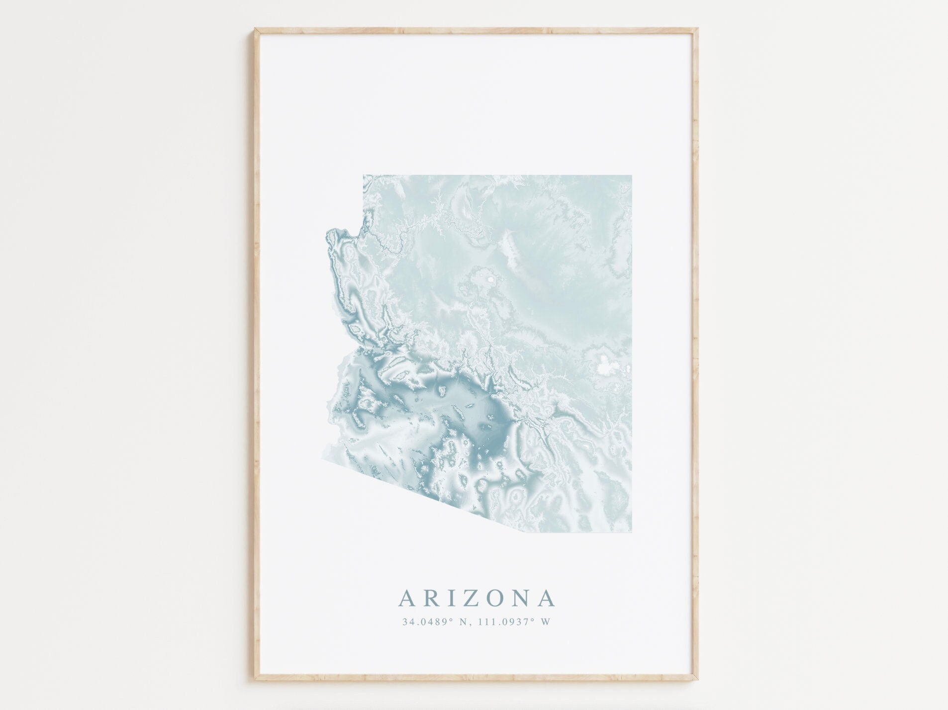 Arizona Map Print, Arizona Poster, Grand Canyon, Phoenix Arizona ...