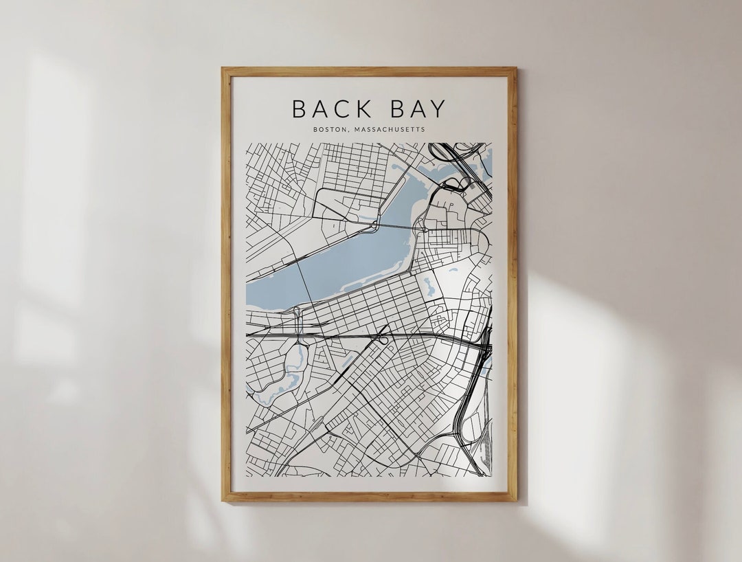Back Bay Map Print, Boston Map Print, Boston Poster, Boston Decor, Back Bay Gift, Boston City ...