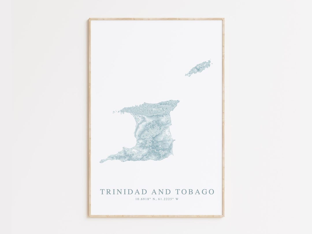 Trinidad and Tobago Map Print, Map of Trinidad, Caribbean Beach Home ...