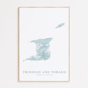 Trinidad and Tobago Map Print, Map of Trinidad, Caribbean Beach Home ...