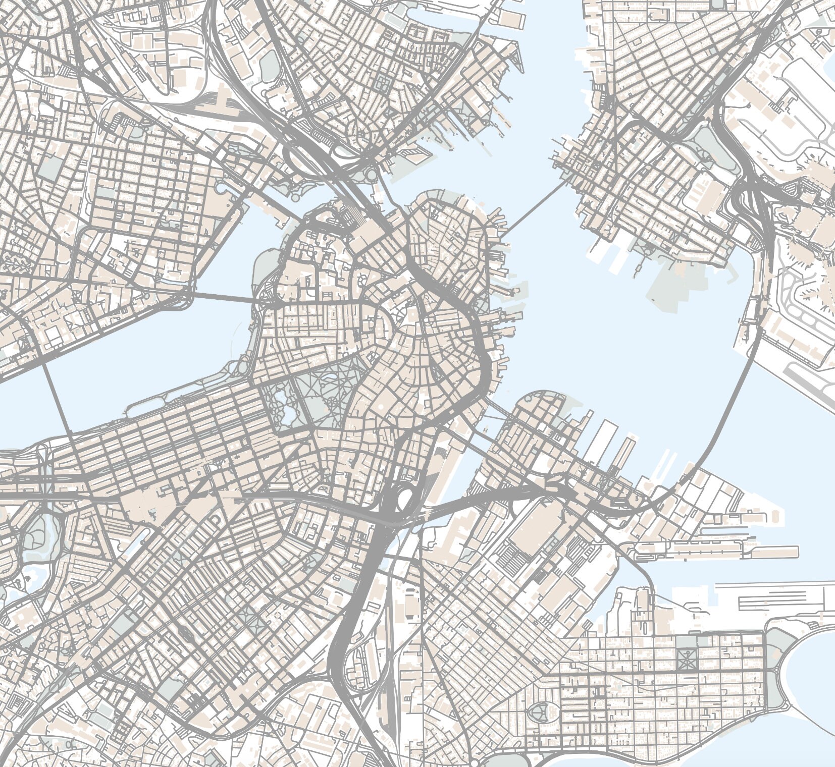 Boston Map Print, Boston City Street Map, Boston Wall Decor, Boston Gift, Boston Massachusetts ...