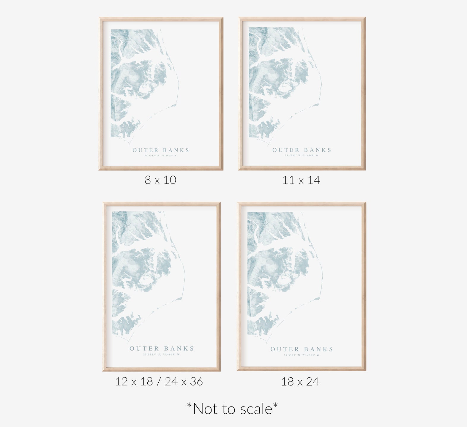 Outer Banks Map Print, Outer Banks Poster, North Carolina Map Poster ...