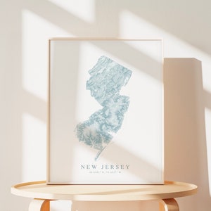 New Jersey Map Print, New Jersey State Poster, New Jersey Beach Home ...