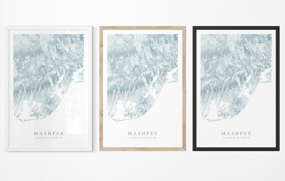 Mashpee Map Print, Cape Cod Map Poster, Mashpee Gift, Massachusetts Map ...