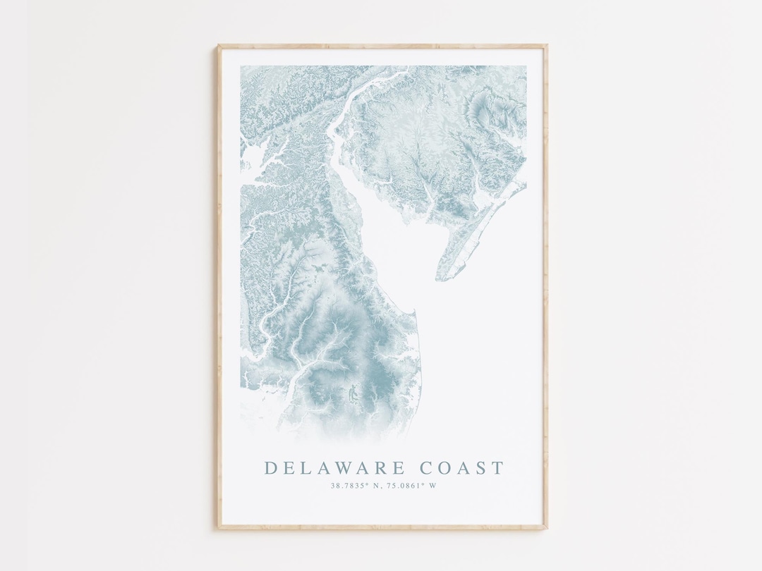 Delaware Coast Map Print, Map of Rehoboth Beach Delaware, Fenwick ...