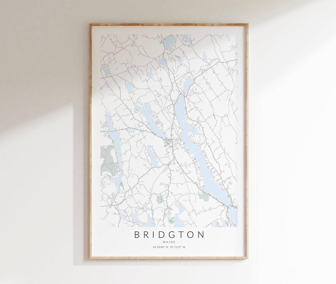Bridgton Maine Map Print, Bridgton Poster, Map of Bridgton, Maine Wall ...