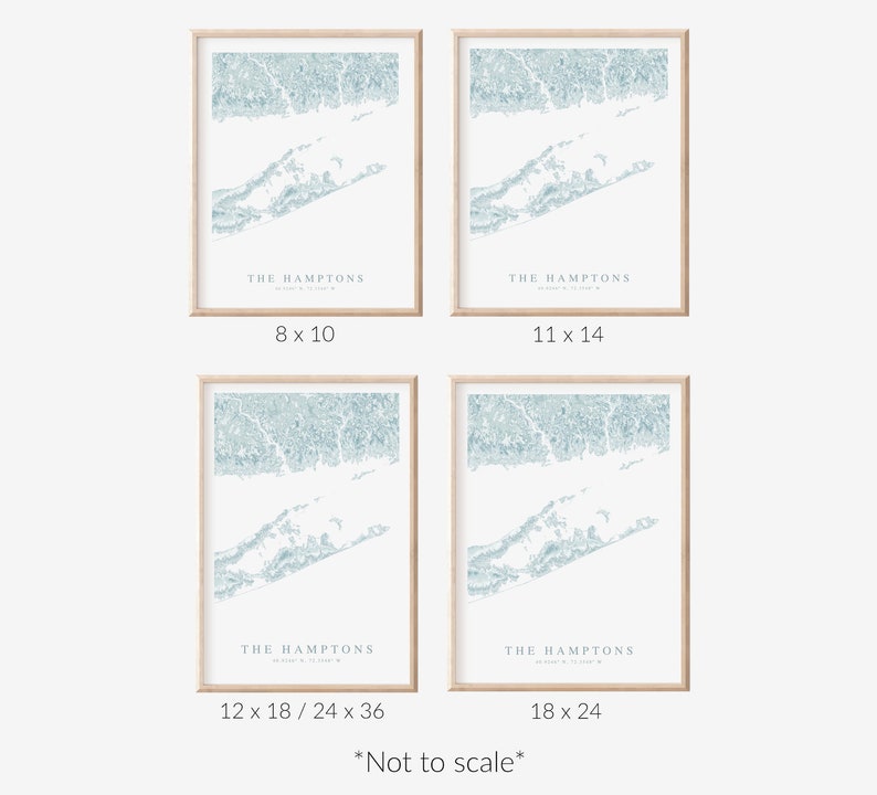 The Hamptons Map Print, the Hamptons Poster, Long Island Gift Map, Long ...