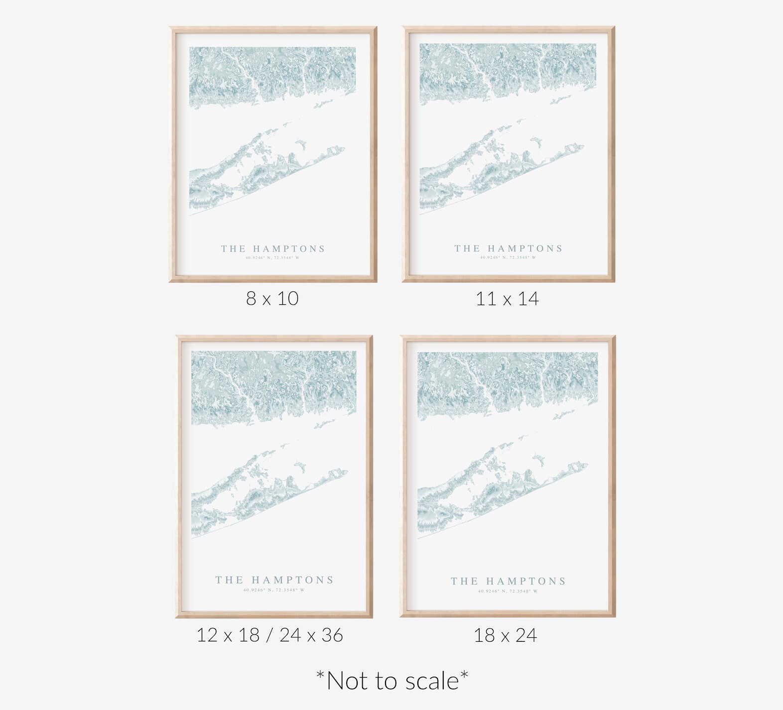 The Hamptons Map Print, the Hamptons Poster, Long Island Gift Map, Long ...