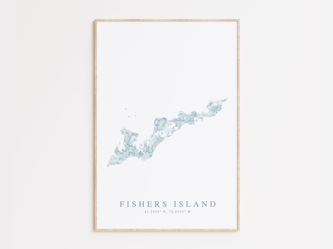 Fishers Island Map Print, Long Island Sound Gift Map, Fishers Island ...