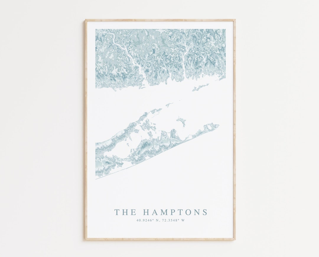 The Hamptons Map Print, the Hamptons Poster, Long Island Gift Map, Long ...