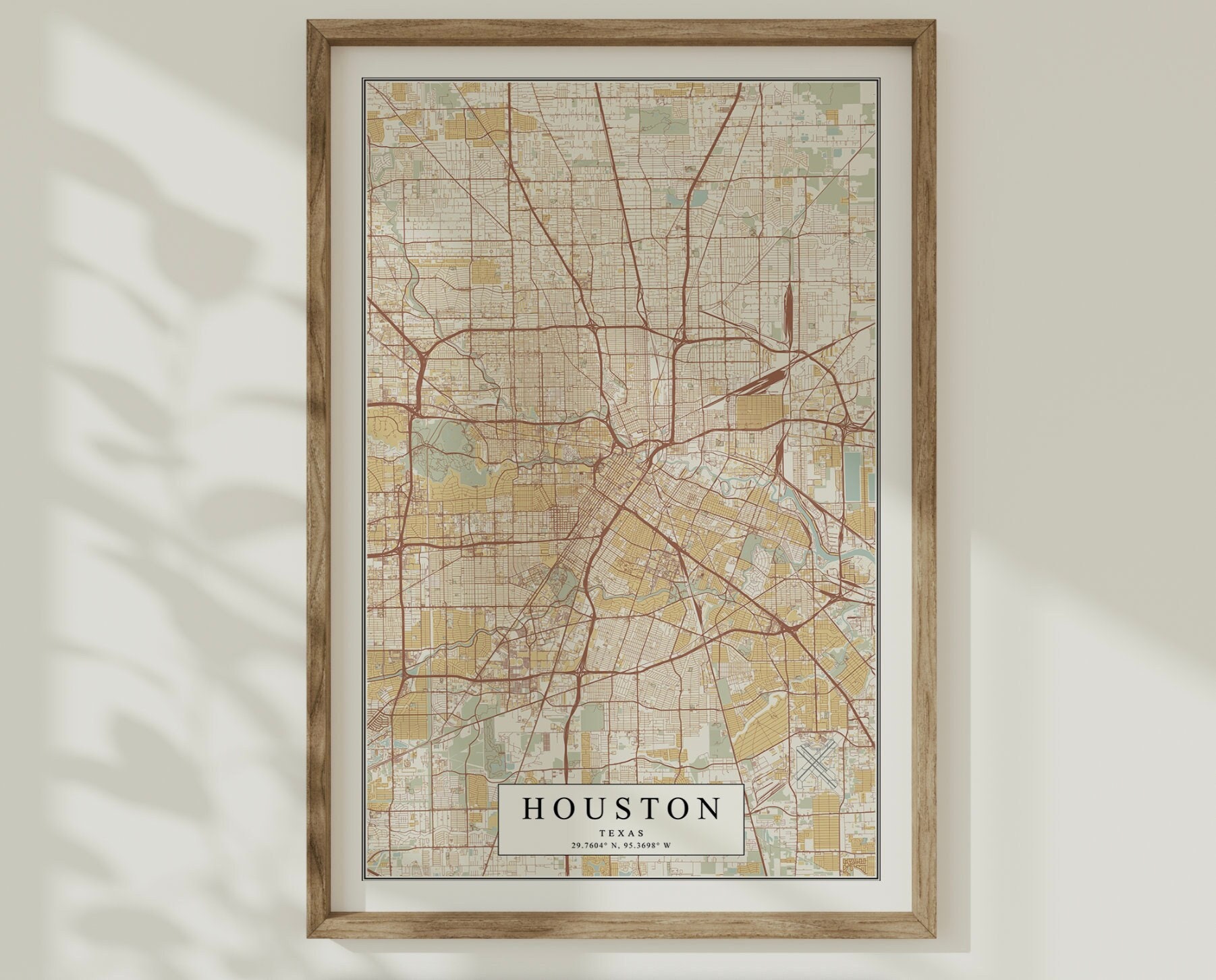 Houston Texas Vintage Map Houston Map Print Texas Map Map - Etsy