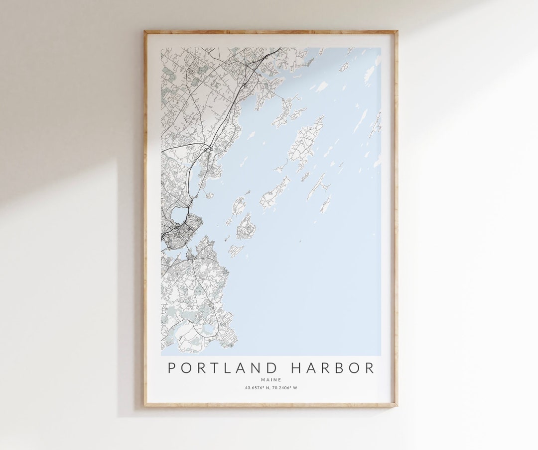Portland Harbor Map Print, Portland Maine Poster, Maine Map Print ...