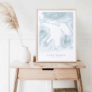 Lake Huron Map Print, Map of Lake Huron, Great Lakes Map, Lake House ...