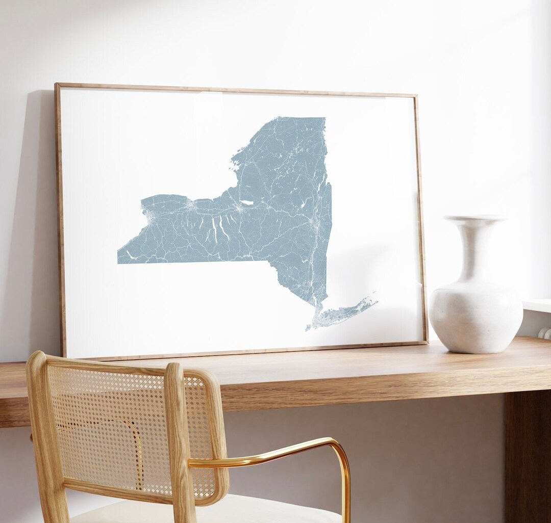 New York Map Print, New York State Poster, New York Gift, New York Wall ...