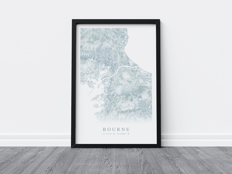 Bourne Map Print, Cape Cod Map Poster, Bourne Gift, Massachusetts Map ...