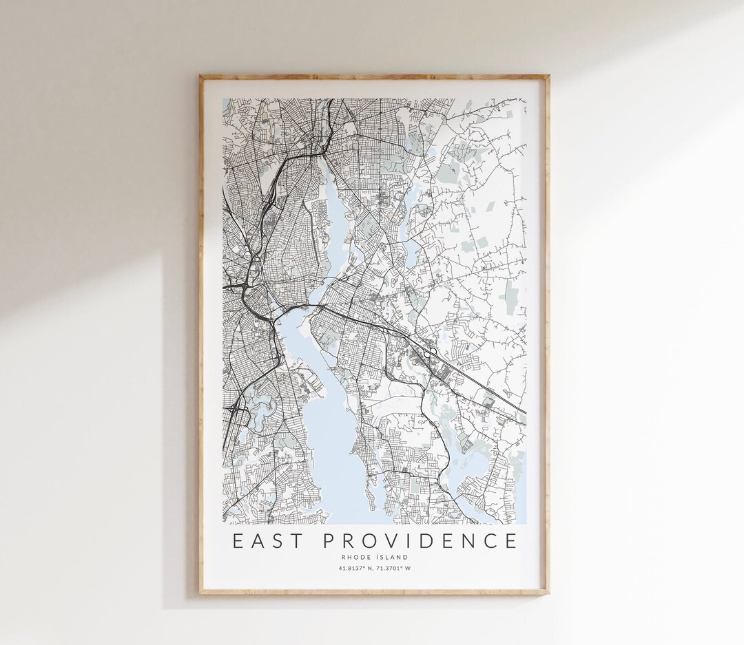 East Providence Rhode Island Map Print, Providence RI Poster, East ...
