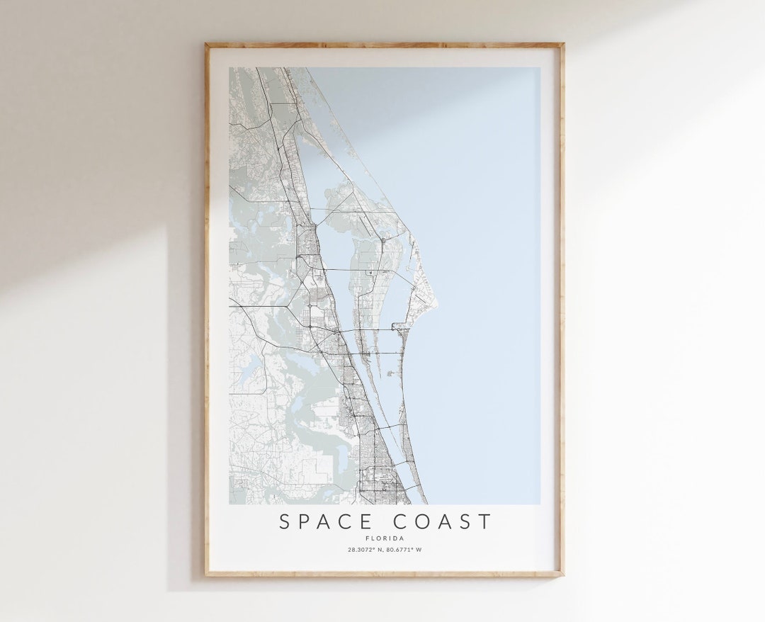 Space Coast Florida Map Print, Map of Space Coast, Cape Canaveral ...
