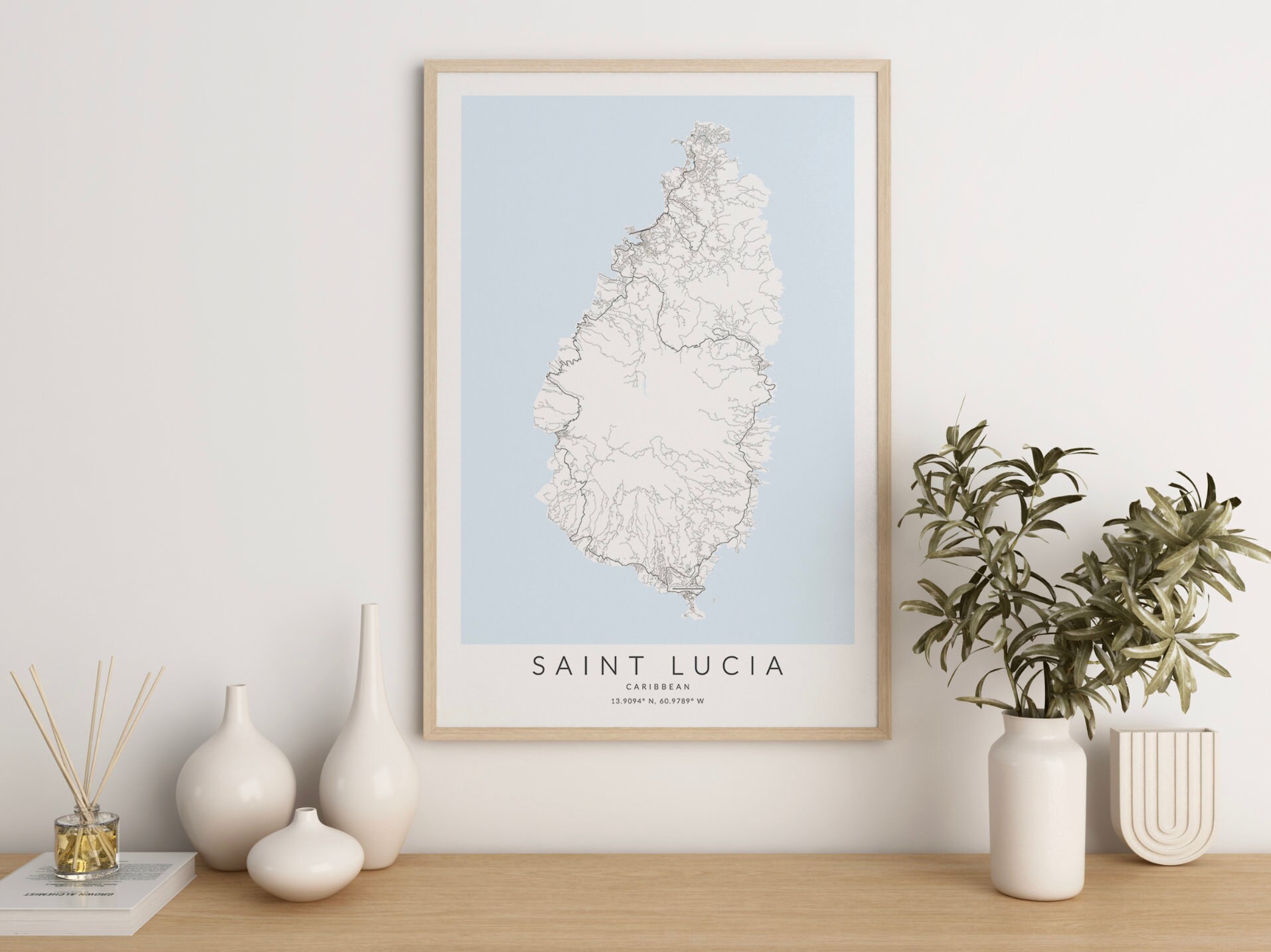 Saint Lucia Map Print, St Lucia Art, Saint Lucia Decor, Saint Lucia ...