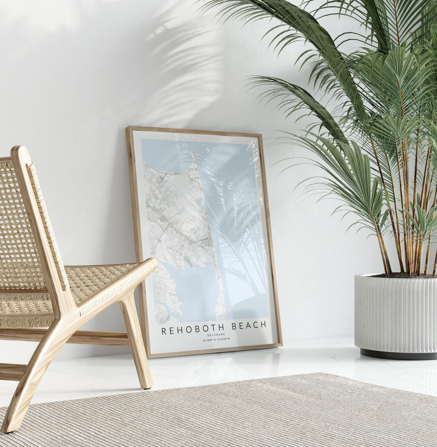 Rehoboth Beach Map Print, Delaware Map Print, Rehoboth Beach Poster ...