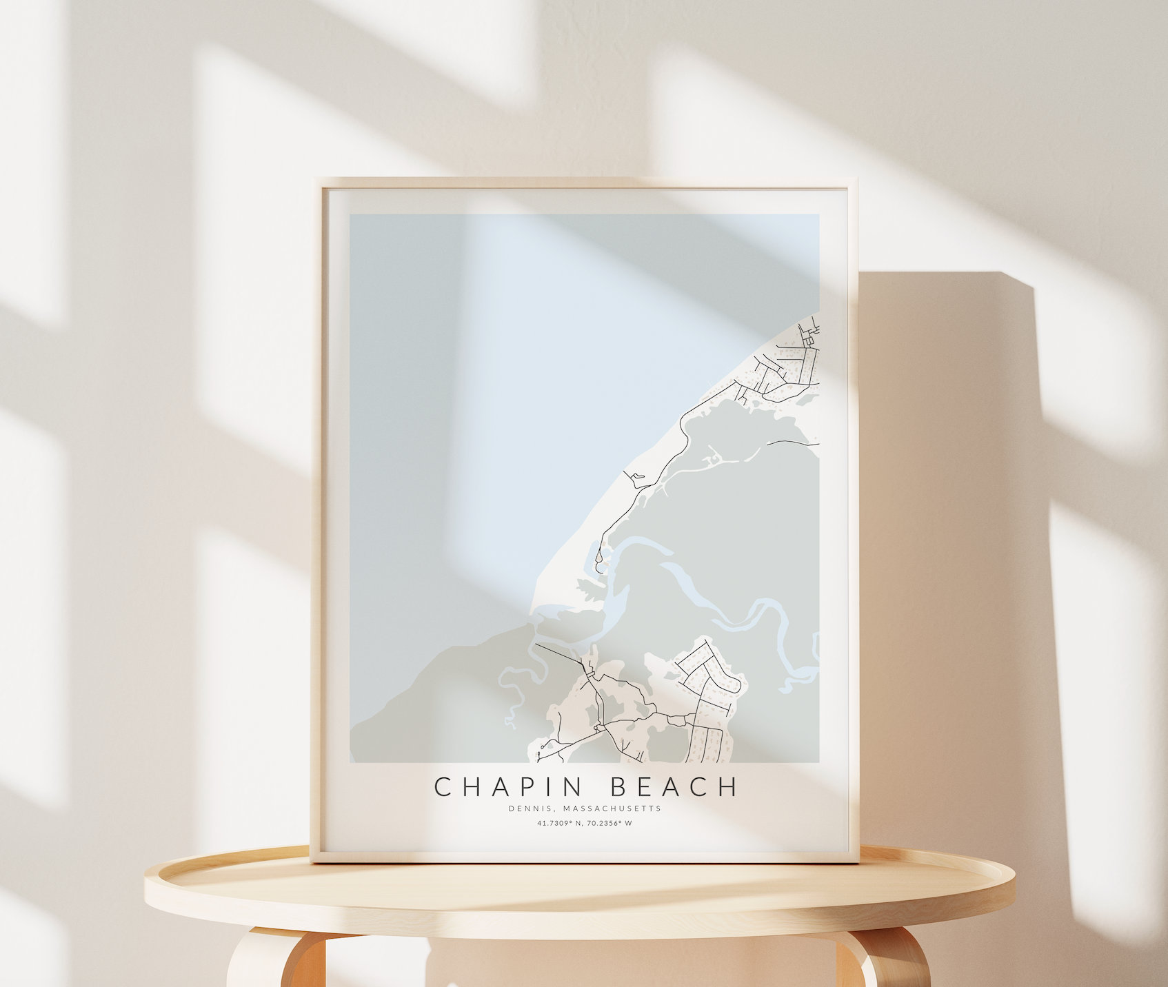 Chapin Beach Map Print, Cape Cod Map Print, Dennis Massachusetts Poster ...