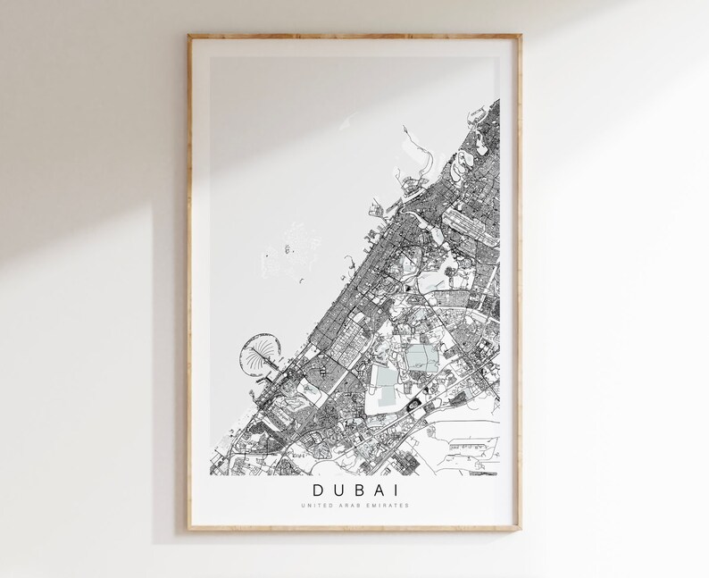 Dubai Map Print, Dubai Print, Dubai Wall Art, UAE Map Poster, Dubai ...