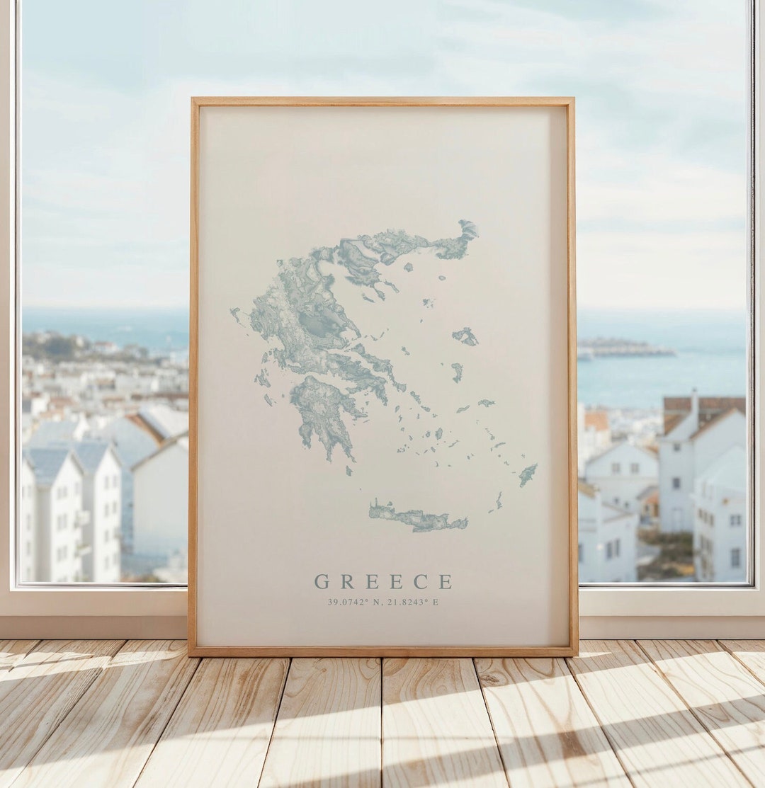 Greece Map Print, Map of Greece, Greece Gift, Greece Map Art, Athens ...