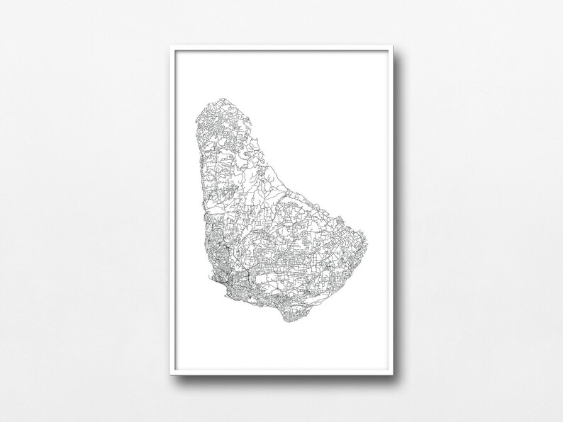 Barbados Map Print Barbados Island Map Barbados Poster Barbados Gift ...