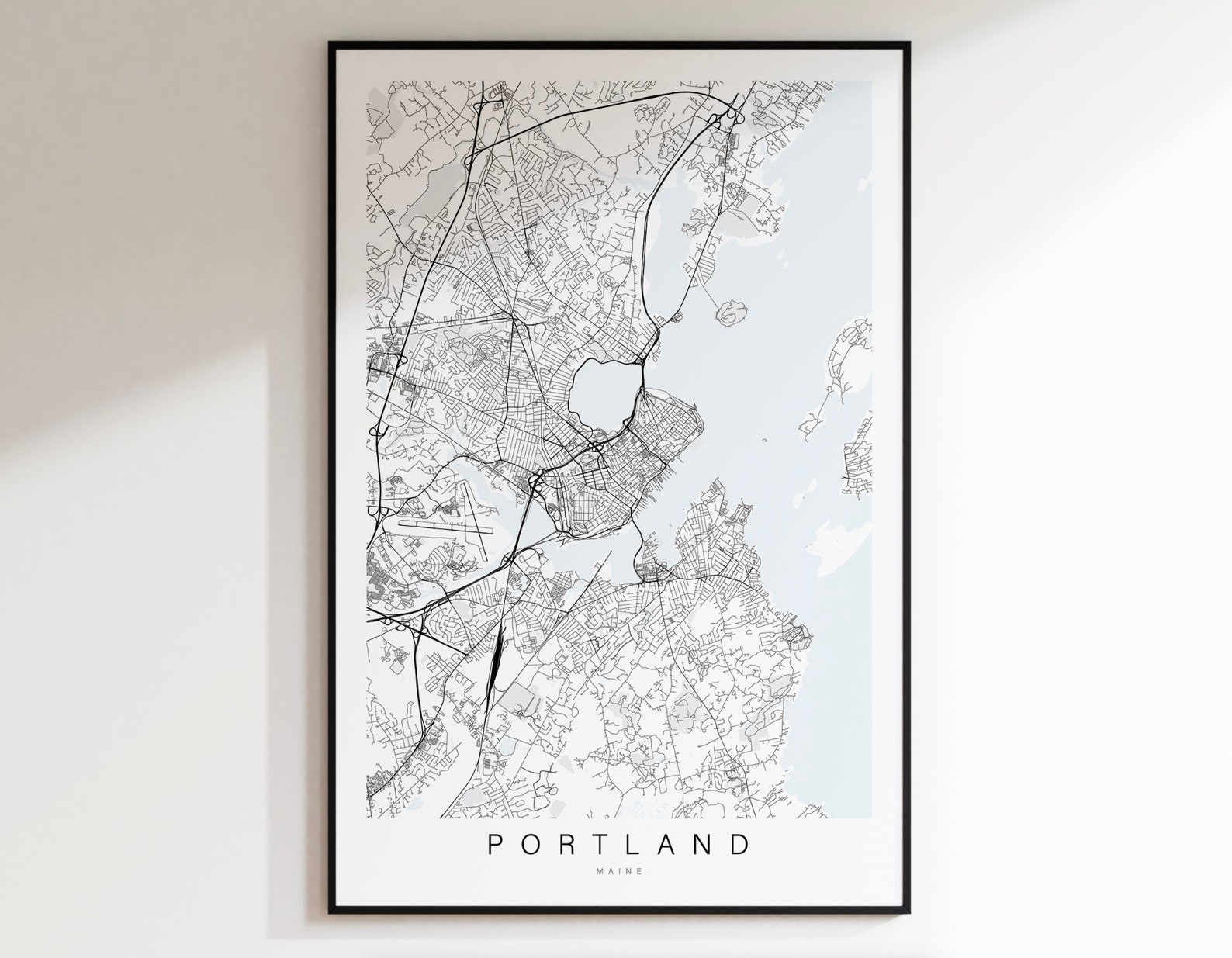 Portland Maine Map Print, Map of Portland, Maine Wall Art, Portland Map ...