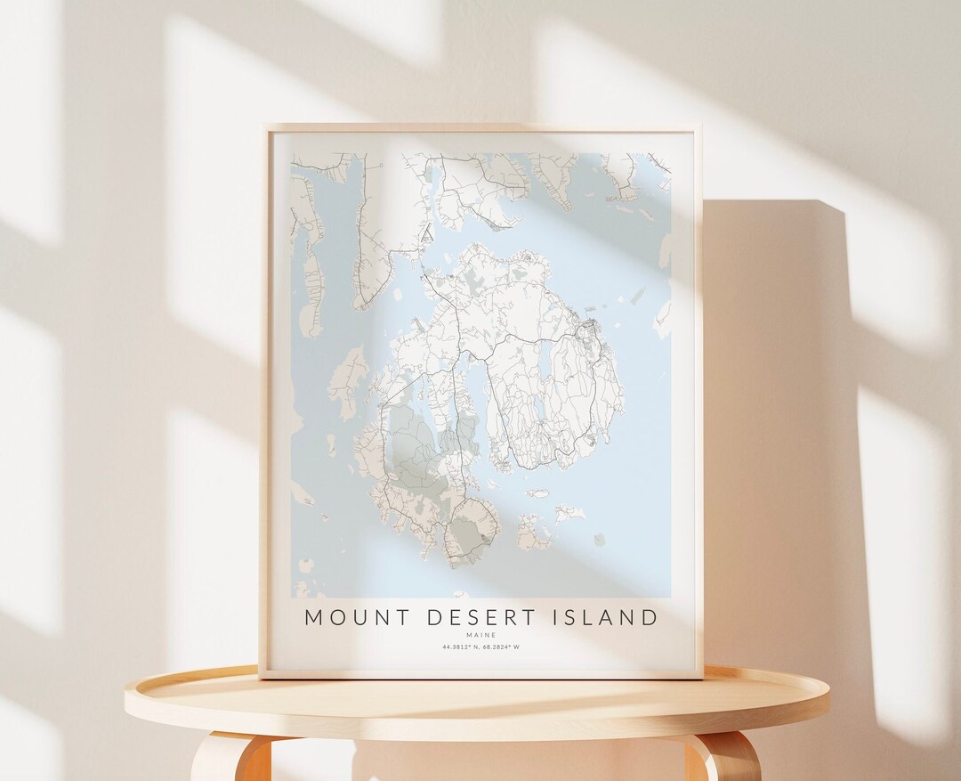 Mount Desert Island Map Print, Mount Desert Island Poster, Minimalist ...
