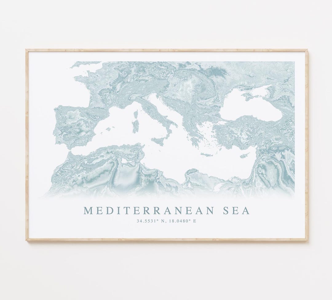Mediterranean Map Print, Mediterranean Sea Poster, Italy Map Print ...
