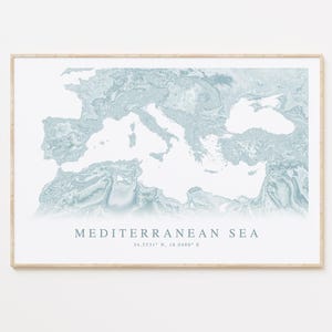 Mediterranean Map Print, Mediterranean Sea Poster, Italy Map Print ...