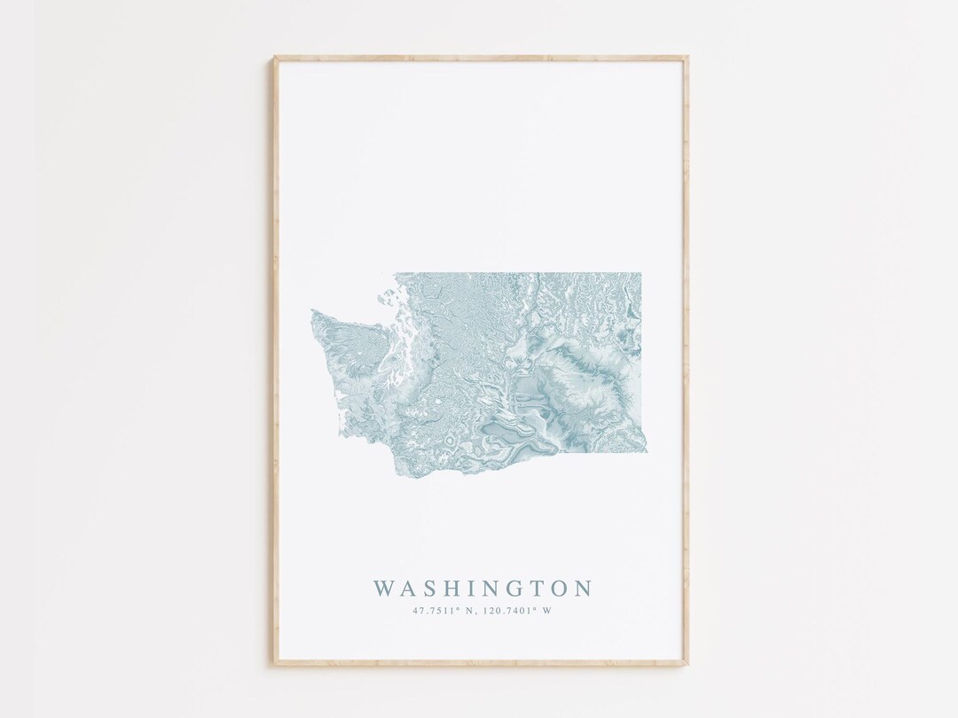 Washington State Map Print, Washington Poster, Map of Puget Sound ...